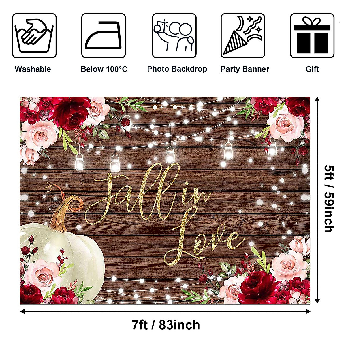 Avezano Bridal Shower Backdrop Rustic Fall Bridal Shower Decorations Fall in Love Backdrop Engagement Wedding Party Decor Wedding Backdrops for Reception 7x5ft