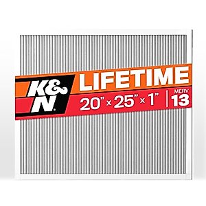K&N 20X25X1 HVAC Furnace Air Filter, Lasts a Lifetime, Washable, Merv 13, the Last HVAC Filter You Will Ever Buy, Breathe Safely at Home or in the Office, HVC-13-12025