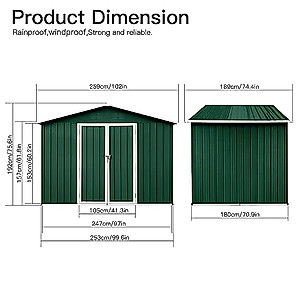 Evedy 6x8 FT Outdoor Storage Shed,Sheds & Outdoor Storage with Lockable Door,Metal Garden Sheds,Steel Utility Tool Shed Storage House Outdoor Shed Garden Shed Tool Shed for Garden Backyard Patio