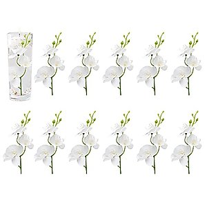 LARDUX 12 Pieces Artificial Flowers for Floating Candles Wedding Centerpiece Mini Orchid Flower Filler Vase Fillers for Wedding Dinning Table Party Home Bar Restaurant Decoration-Cream