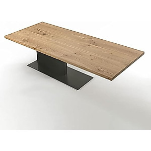 LAKIQ 837314 Solid Wood Kitchen Dining Table Modern Island Dining Table Minimalist Kitchen Table with Pedestal Base for Dining Room Living Room(70.9" L x 29.5" W x 29.5" H)