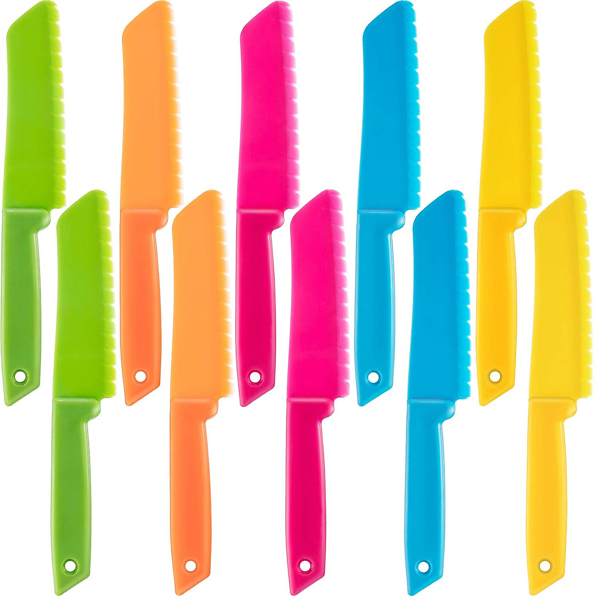 Jovitec 10 Pieces Kid Plastic Nylon Cooking Knife Set, Children Toddler Kitchen Knives, Safe Knives for Bread without BPA, Lettuce Knife and Salad Knife