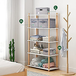 BALEINE Storage Bins with Lids, Foldable Linen Fabric Storage Boxes with Lids, Collapsible Closet Organizer Containers with Cover for Home Bedroom Office (3pack Gray Extra Large)