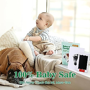 Nabance Baby Hand and Footprint Kit, Newborn Inkless Hand and Footprint kit, 4 Inkless Print Pads with 2 Photo Frames, 8 Imprint Cards, Safe No Mess Clean Touch Ink Pads for Babies 0-6 Months