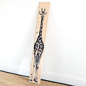 Headwaters Studio Animals Growth Chart for Kids - Baby Height Chart Height Tracker Kids Wooden Growth Chart for Wall Grow Chart Height Chart for Kids Safari Nursery, Tall Giraffe-46 x75 x.25