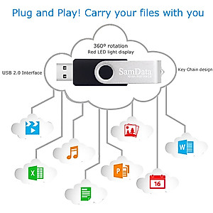 SamData 8GB USB Flash Drives 1 Pack USB 2.0 Thumb Drives 8GB Jump Drive USB Memory Stick with Led Indicator (Black, 1 Pack)