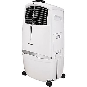 Honeywell 525 CFM Indoor Portable Evaporative Air Cooler, Fan & Humidifier with Ice Compartment & Remote, White