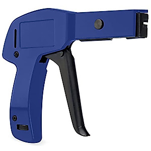 RVR Zip Tie Install Tool - Powerful Tension with Built-In Flush Cutter, All Metal, Adjustable, Comfort Grip, Spring Loaded Lightweight Cable Tie Gun, 6" for Nylon Ties up to 1/4”- Blue