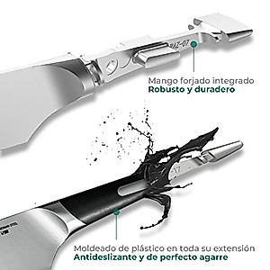 linoroso Chef Knife Kitchen Knife Ultra Sharp Cooking Knife, 7 inch Precision Forged German High-Carbon Stainless Steel Cutting Knife with Exquisite In-Drawer Knife Block- MAKO Series