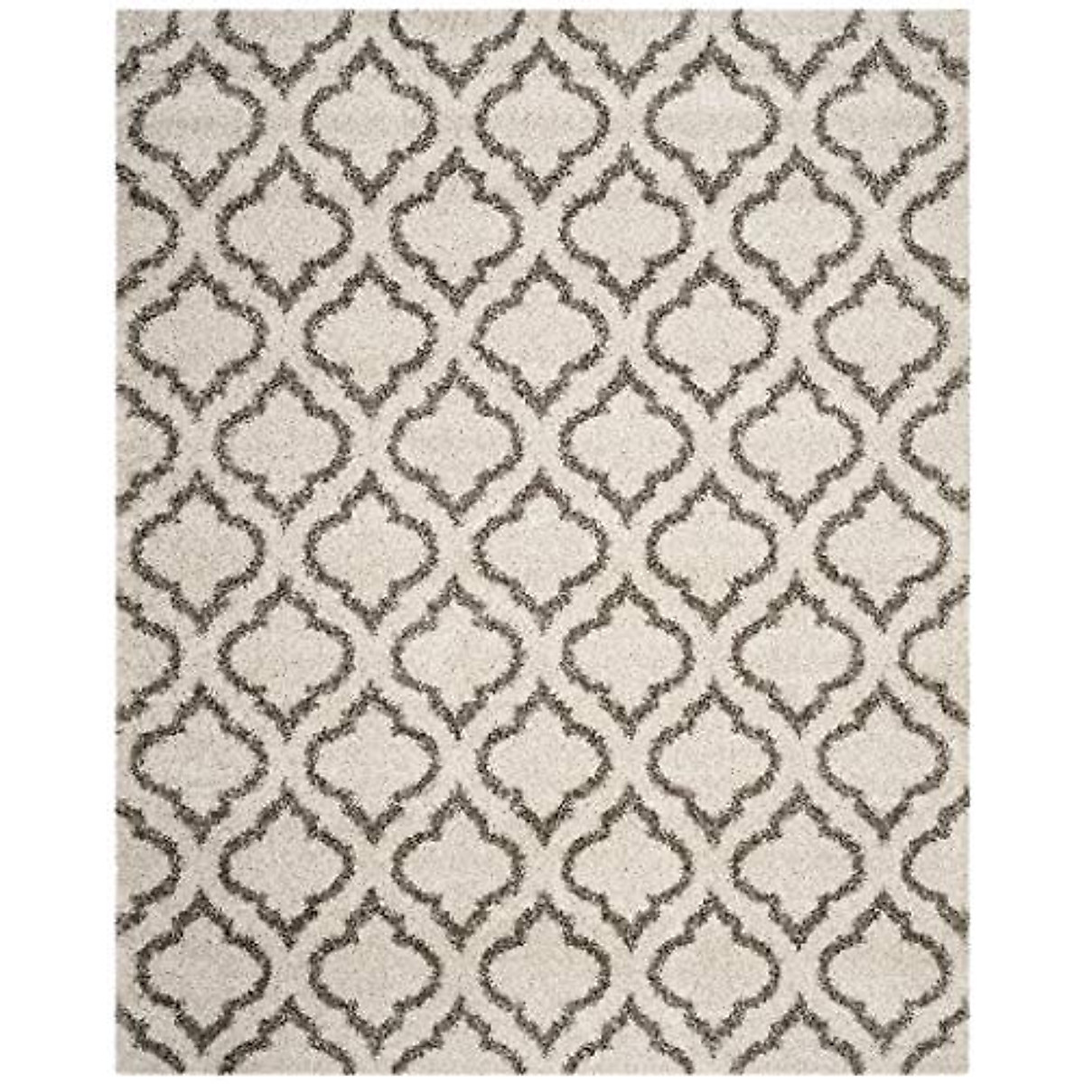 SAFAVIEH Hudson Shag Collection Area Rug - 8' x 10', Ivory & Grey, Moroccan Design, Non-Shedding & Easy Care, 2-inch Thick Ideal for High Traffic Areas in Living Room, Bedroom (SGH284A)