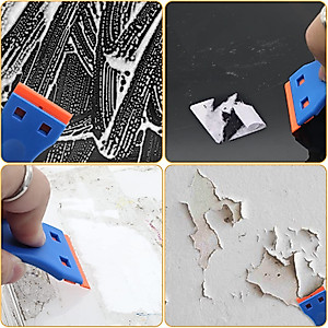 Suiwotin 100pcs Plastic Razor Blades, Double Edged Plastic Scraper Blades Replacement for Plastic Razor Scraper Tool for Decals, Adhesive Labels, Stickers Removing Cleaning