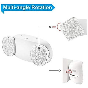 EXITLUX 1 Pack White LED Emergency Lights with Battery Backup, Two Head Adjustable Emergency Lighting Fixtures-Fireproof Materials-Emergency Lighting Fixture/Emergency Light Home.