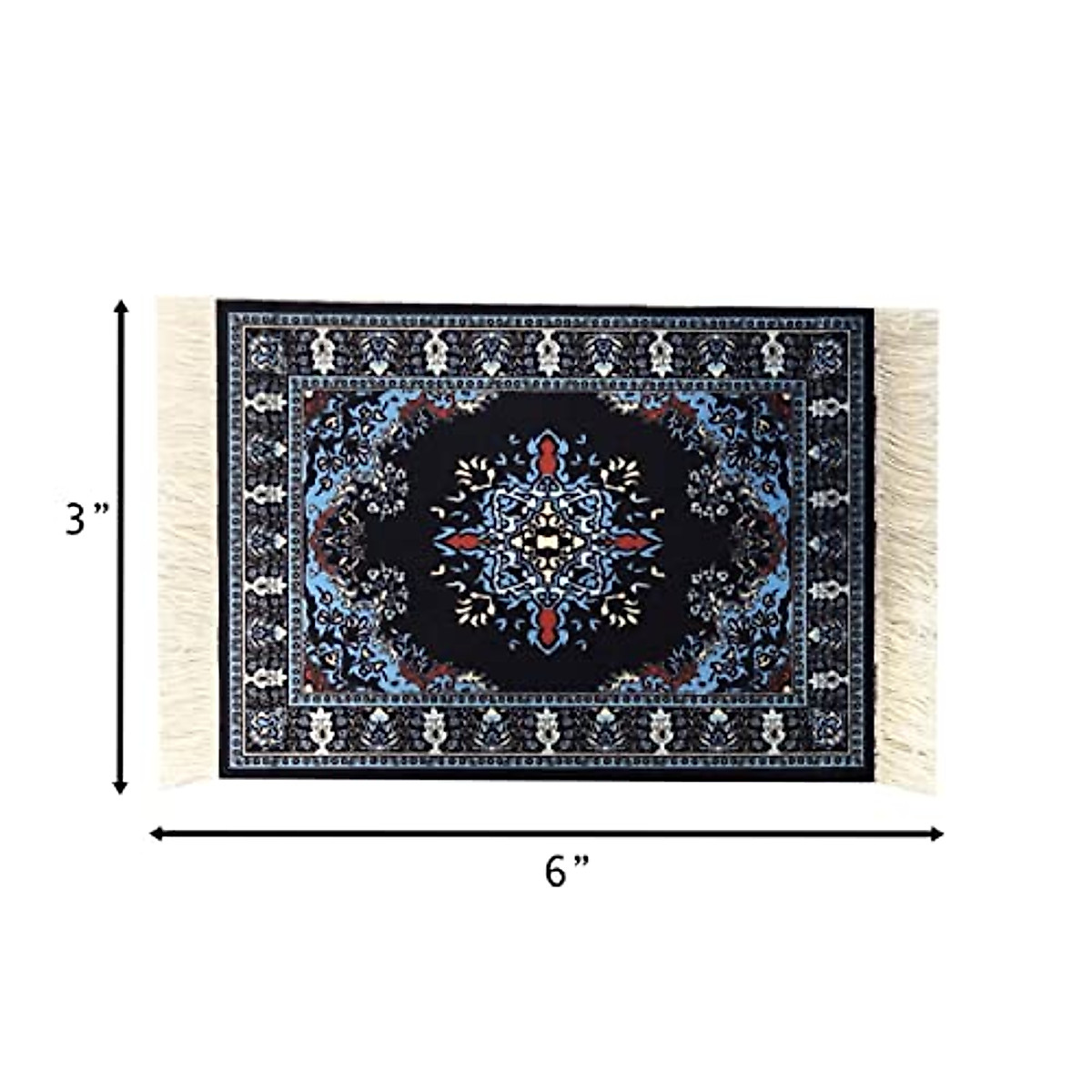 Carpet Coasters, Set of 4 Turkish Rug Style Table Drink mats, Absorbent Kitchen and Dining Accessories, Spill & drip Protection, Rectangular