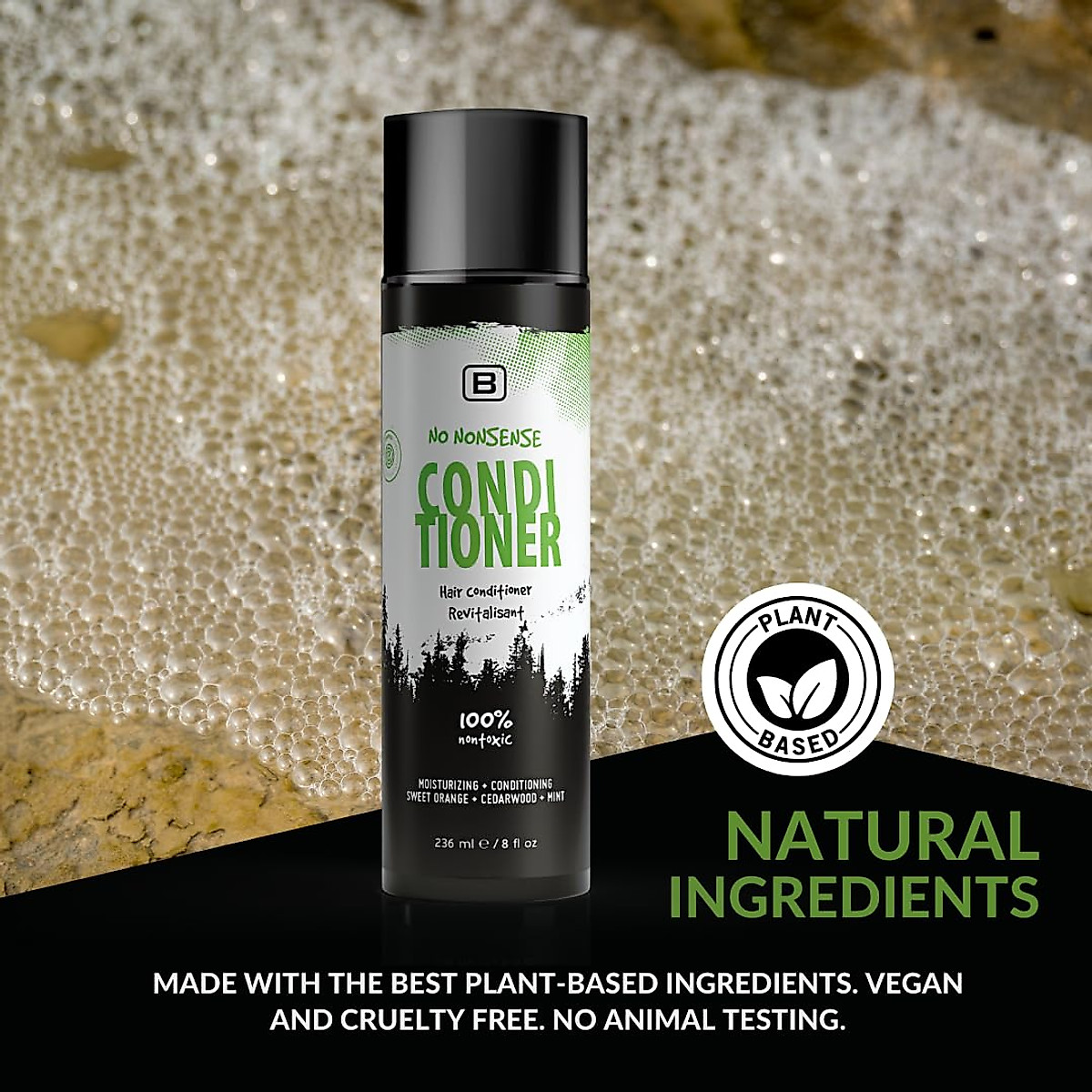 NO NONSENSE Conditioner 2-Pack (2x 8 Fl Oz) - EWG VERIFIED ™ - Organic - All Natural | Cruelty Free | Vegan. Free of harsh ingredients such as parabens and sulfates.