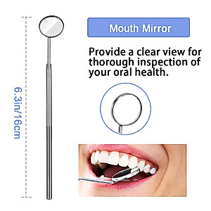 OLIXUZYH Dental Tools,Dental Picks,Dental Tools Kit for Teeth Cleaning,Stainless Floss Picks for Dentist, Personal,Pets Oral Care with Oral Mirror Tooth Tartar Plaque Scraper Dental Probe with Case