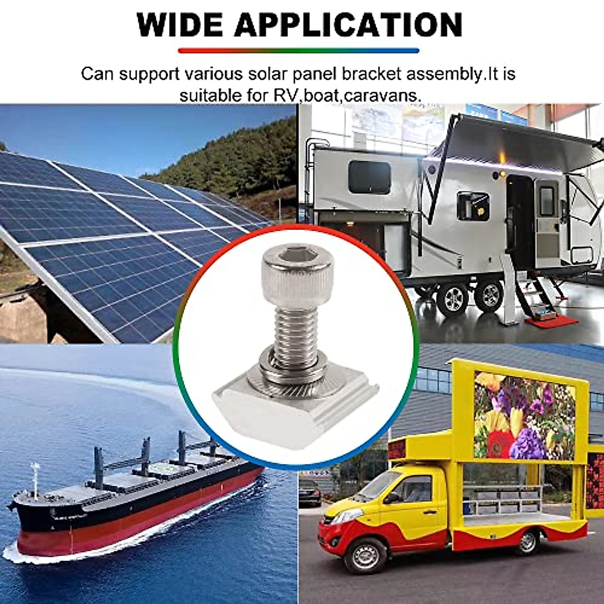 6 Sets Solar Panel Clamps Solar Mounting Brackets Metal Roof Mounting Bracket Screw for RV Boat Caravans Off Gird Installation,Set of 4 Units