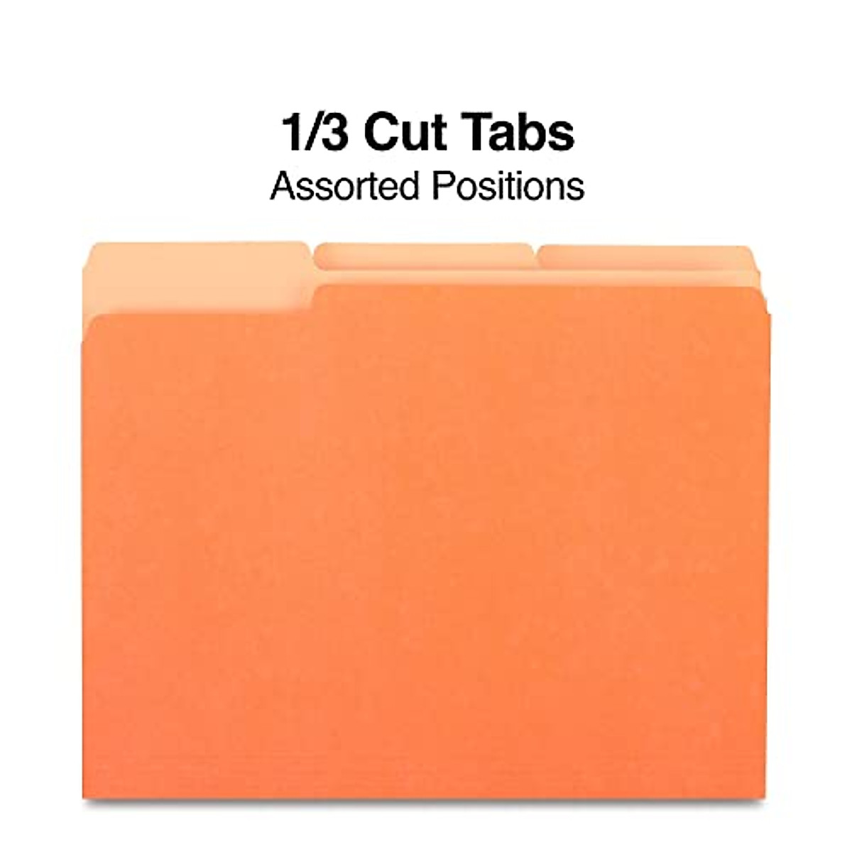 Staples 433680 Top-Tab File Folders 3-Tab Letter Size Orange 100/Box (433680)