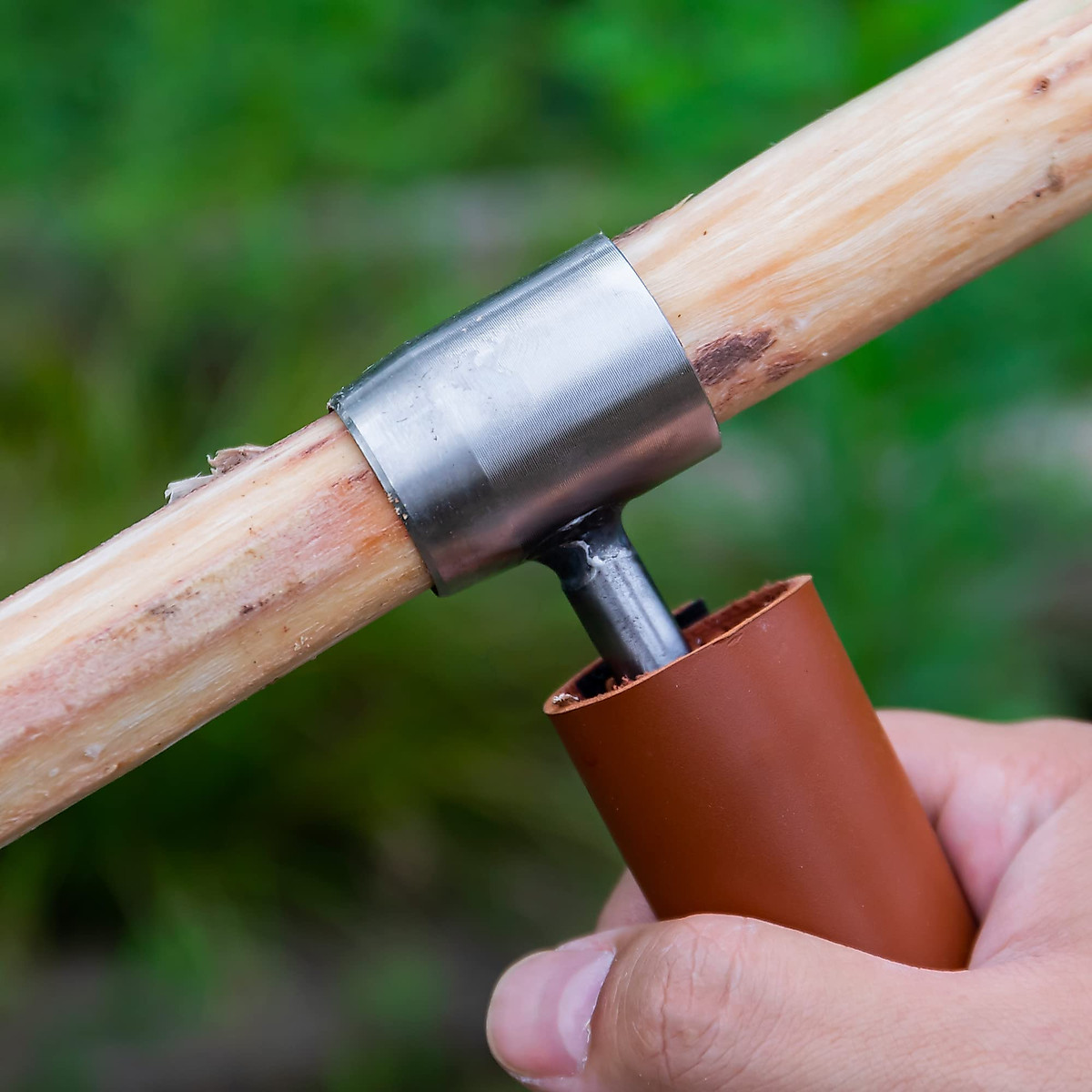 Survival Settlers Tool Hand Bushcraft Auger Drill, Manual Auger Wrench Scotch Eye Wood Drill Bit Outdoor Wood Peg and Hole Maker for Bushcrafting, Survival Wilderness Camping (Brown)