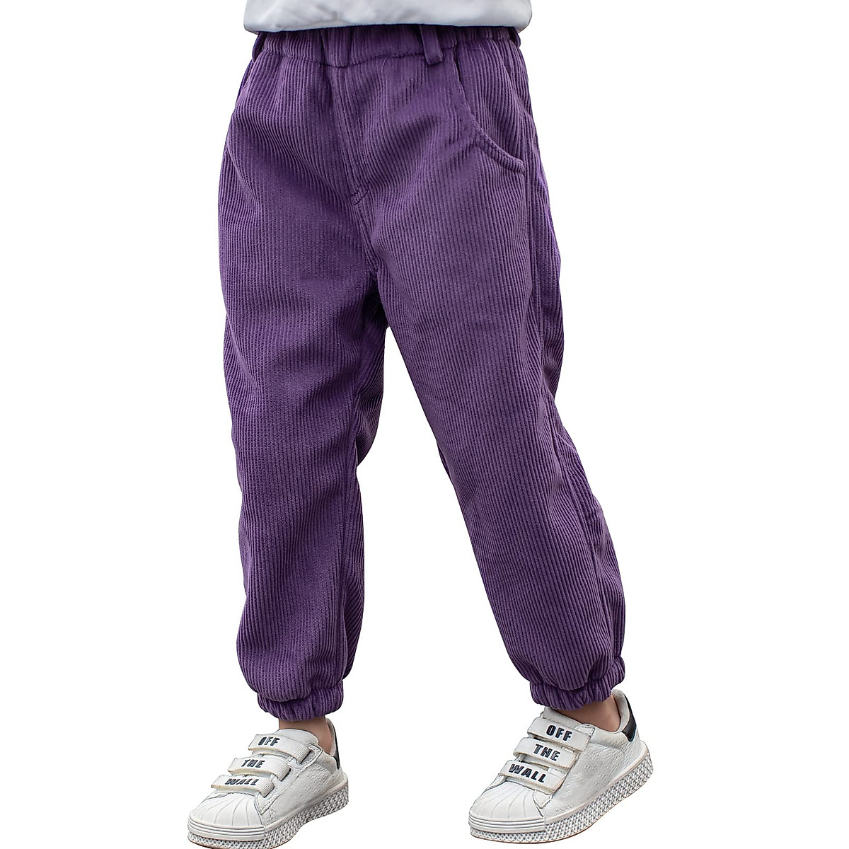 Kids Girls Harem Long Pants Bloomers Corduroy Trousers Loose Tracksuit Bottoms Purple, 4-5 Years