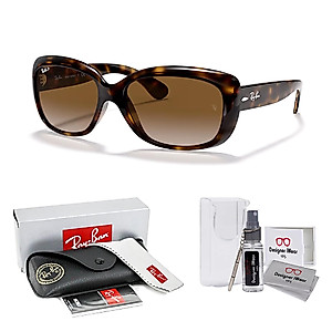 Ray-Ban RB4101 JACKIE OHH 710/T5 58M Light Havana/Brown Gradient Polarized Rectangular Sunglasses For Women+ BUNDLE with Designer iWear Eyewear Kit