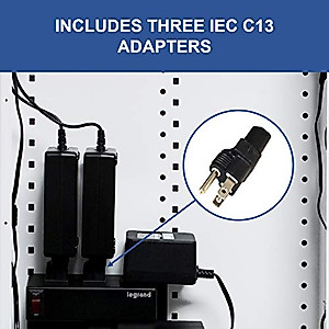 Legrand - OnQ Media Enclosure Power Strip, Half Width for Power Strip Media Cabinet, Power Strip to Optimize Cable Management with 6 Outlets, 3 IEC C13 Adapters,1 IEC C7 Adapter, Black, AC1031