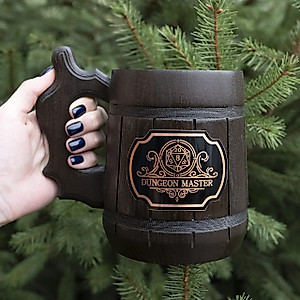 Dungeon Master Beer Mug. Dungeon and Dragons Mug. Dungeon Master Stein. D&D Gift. Wooden Beer Stein. Best Gift. Wooden Beer Mug. Wood Beer Mug Gamer Gift Beer Tankard K145