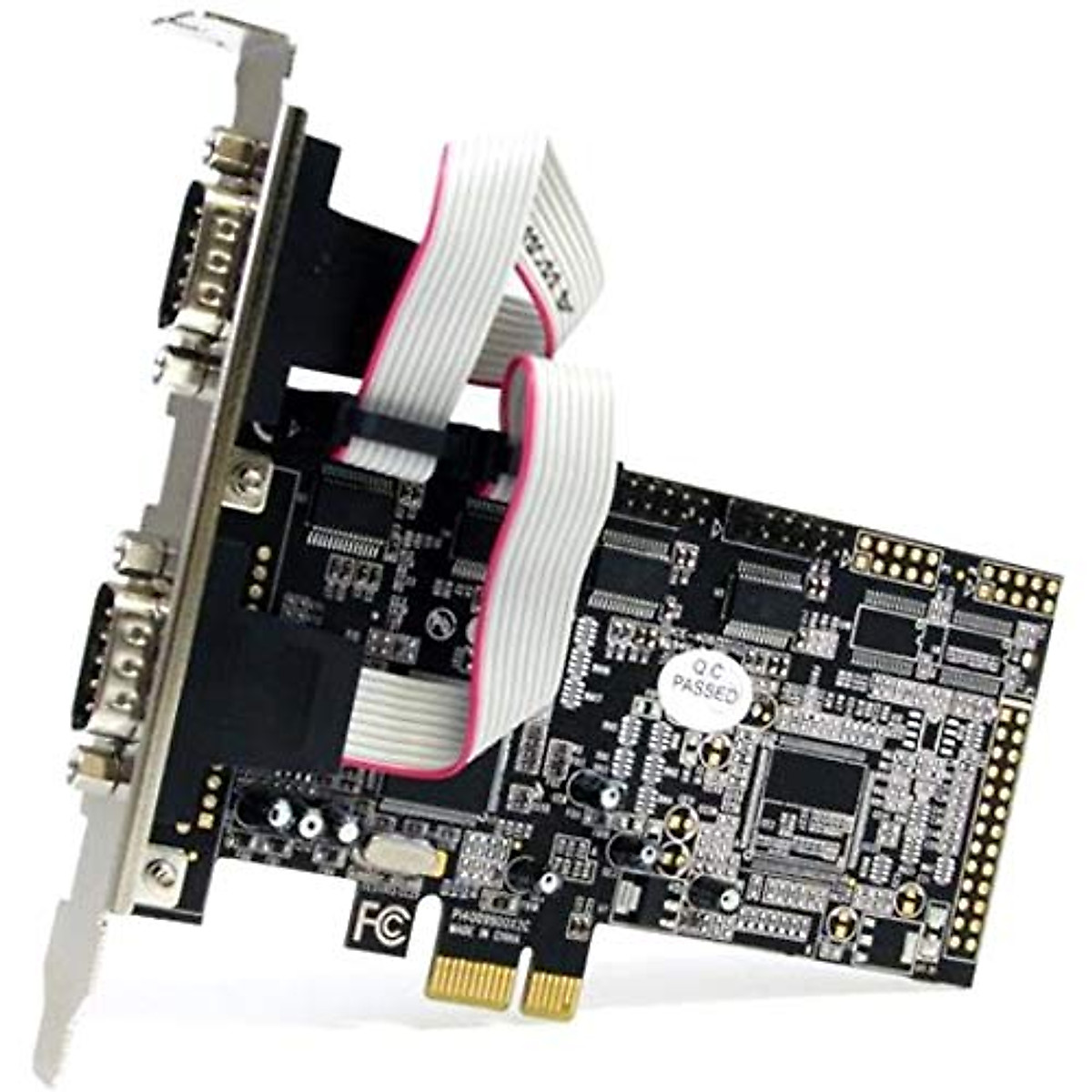StarTech.com 4 Port Native PCI Express RS232 Serial Adapter Card with 16550 UART - Low Profile Serial Card (PEX4S553), Green