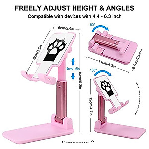 Big Black Cat Paw Cell Phone Stand Foldable Adjustable Cellphone Holder Desktop Dock Compatible with iPhone Switch Tablets (4-13")