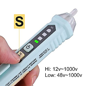 Voltage Tester/Non-Contact Voltage Tester with Dual Range AC 12V-1000V/48V-1000V, Live/Null Wire Tester, Electrical Tester by HABOTEST, Buzzer Alarm, Wire Breakpoint Finder-HT90 (Yellow)