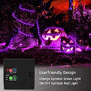 Solar String Lights Outdoor Waterproof 8 Modes 200 LED 72ft Solar Fairy Lights Outdoor for Patio Garden Fence Path Holiday Party Halloween St. Patrick's Day Christmas Decorations (Purple-2 Pack)