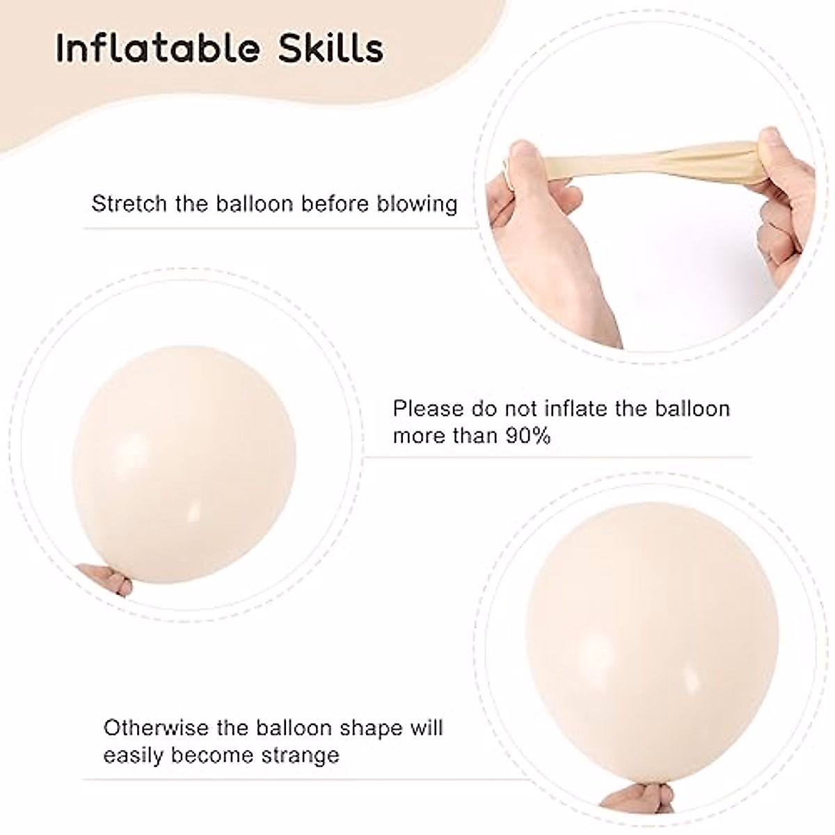 RUBFAC 138pcs Sand White Balloons Different Sizes 18 12 10 5 Inches for Garland Arch, Premium White Latex Balloons for Birthday Party Graduation Wedding Anniversary Baby Shower Party Decoration