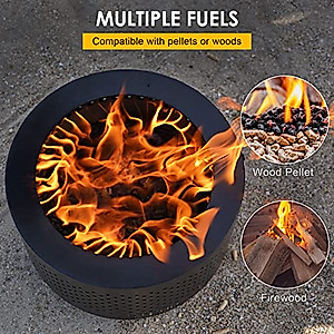 STBoo Smokeless Fire Pits for Outside with Portable Carrying Storage Bag, 20x14 Inch Firepits Outdoor Wood Burning, Low Smoke Outdoor Fireplace for Bonfire Picnic Backyard Cooking on Beach, Black, L