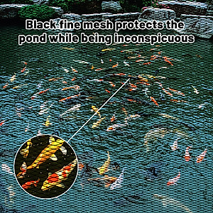 Rainleaf Pond Netting, 14' x 20' Pond Net Cover, Koi Pond Netting for Leaves, Heavy Duty Koi Pond Net Protecting Koi Fish from Herons, Stakes Included