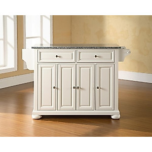 Crosley Furniture Alexandria Kitchen Island with Solid Grey Granite Top - White