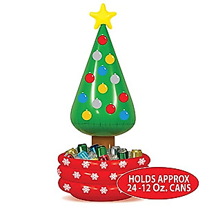 Beistle Inflatable Christmas Tree Cooler, 4’ 8” x 26” Holds approx. 24 12 oz. Cans - Inflatable Cooler for Parties, Drink Containers, Beverage Cooler, Christmas Inflatable, Holiday Decorations
