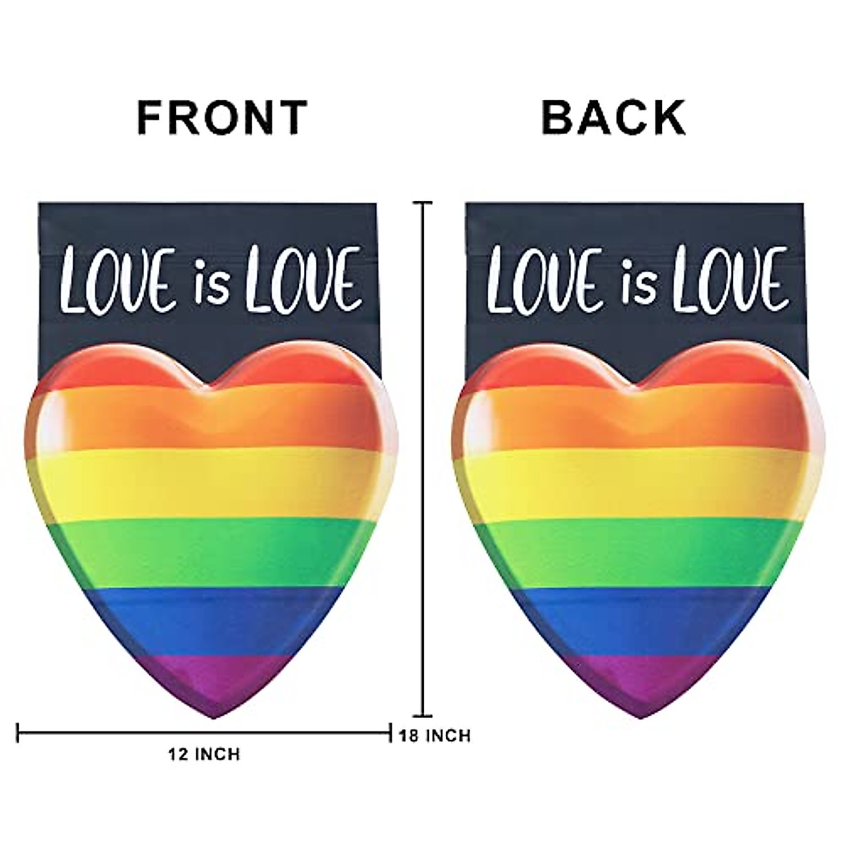 Love is Love Rainbow Pride Garden Flag, YEAHOME Rainbow Heart Shaped LGBTQ Pride Flag, Vertical Double Sided Polyester 12.5x18 inch Gay Pride Decor, Outdoor Decorations for for Patio, Garden