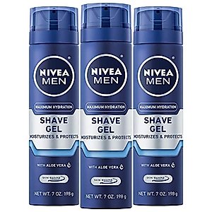 NIVEA MEN Maximum Hydration Shave Gel with Aloe Vera and Provitamin B5, 3 Pack of 7 Oz Cans