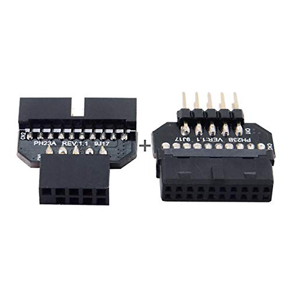 cablecc 1set Reversible USB 2.0 9Pin Housing to Motherboard USB 3.0 20pin Header Female Adapter