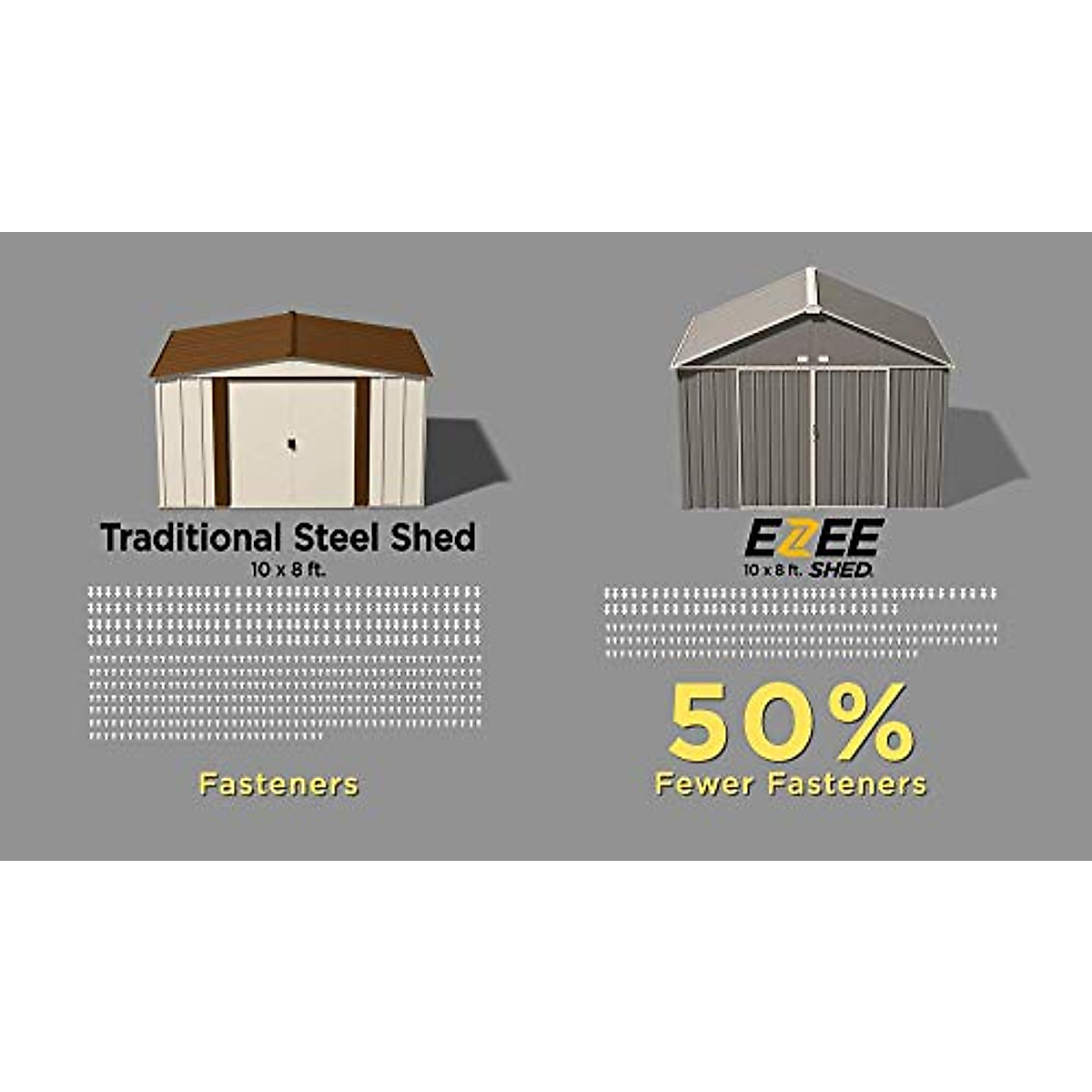 Arrow 10' x 8' EZEE Shed Charcoal with Cream Trim Extra High Gable Steel Storage Shed