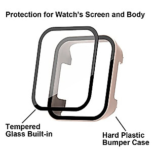 smaate Smartwatch Case with Screen Protector Compatible with ENOMIR ID208BT, SKG V7 PRO and AGPTEK LW31 1.69” Smartwatch, Hard PC Case with Tempered Glass Build-in, Protecting Body & Screen