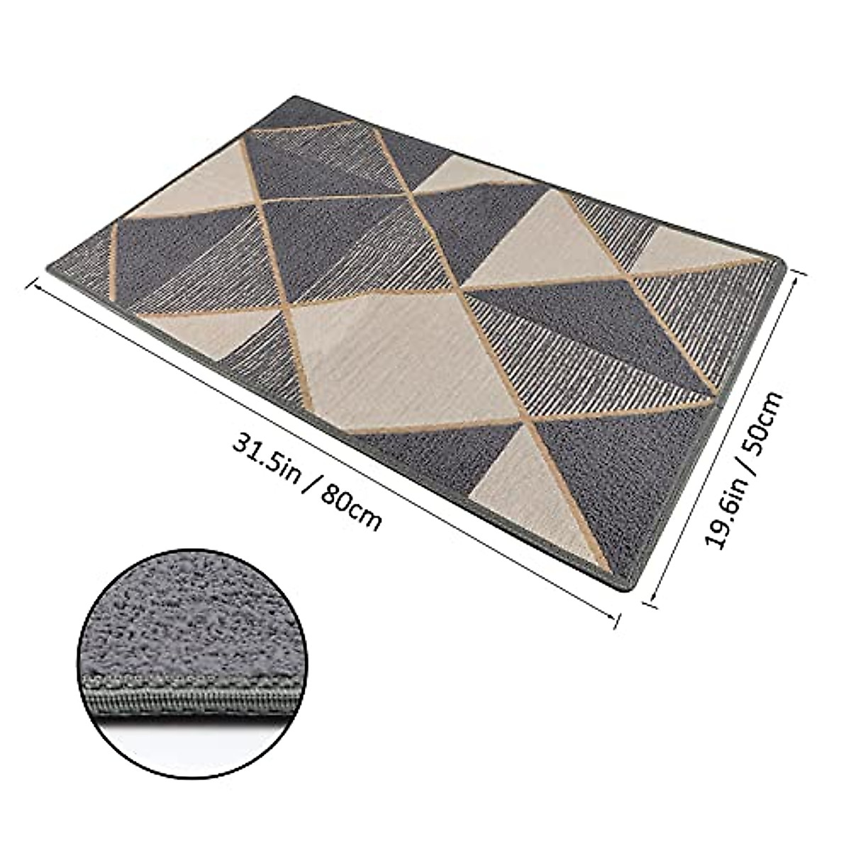 Lavezee Indoor Doormat Front Back Door Rug, 19.6"x31.5" Absorbent Non Slip Soft Floor Inside Mat for Entrance, Patio, Grey