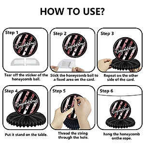 Happy 50th Birthday Rose Gold and Black Table Honeycomb Centerpieces Balloons Theme Decor Table Decorations Table Toppers for Girls Women Princess 50 Years Old Birthday Party Bday Supplies Background