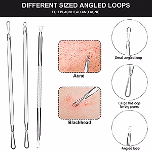 Fluco Blackhead Remover Pimple Popper Tool Kit, 8pcs Blackhead Comedone Extractor Tool for Nose Face, Blemish Whitehead Extraction Popping, Stainless Silver
