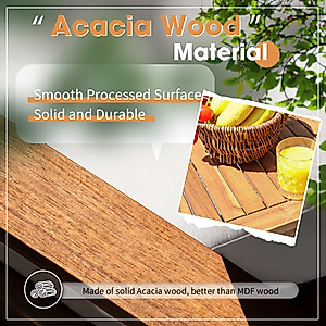 Devoko Patio Furniture 4 Piece Acacia Wood Outdoor Conversation Sofa Set with Table & Cushions Porch Chairs for Garden, Deck, Backyard, Beige