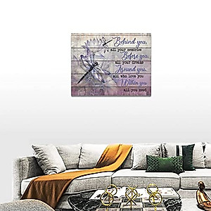 Purple Dragonfly wall art Inspirational Quotes Wall Decor Gift for Daughter Farmhouse Canvas Prints Rustic Dragonfly Country Painting Pictures Motivational Framed Artwork for Home Living Room Bedroom Bathroom 16"x12"