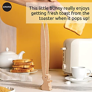 OTOTO Bernie Bunny Toaster Tongs - Rabbit Toast Tongs, Wooden Tongs For Toaster, Wooden Toaster Tongs - Multipurpose Mini Tongs For Appetizers, Wood Utensils & Cute Kitchen Gadgets
