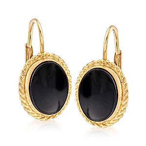 Ross-Simons 8x6mm Black Onyx Drop Earrings in 14kt Yellow Gold