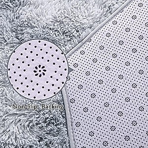 ST. BRIDGE Soft Fluffy Hexagon Rugs for Princess Tent Kids Play Castle, Cute Tie-Dye Grey Washable Rug for Baby Nursery Kids Room Decor, Non-Slip Shag Carpet for Girls Bedroom Playroom,Diameter 4.6 ft