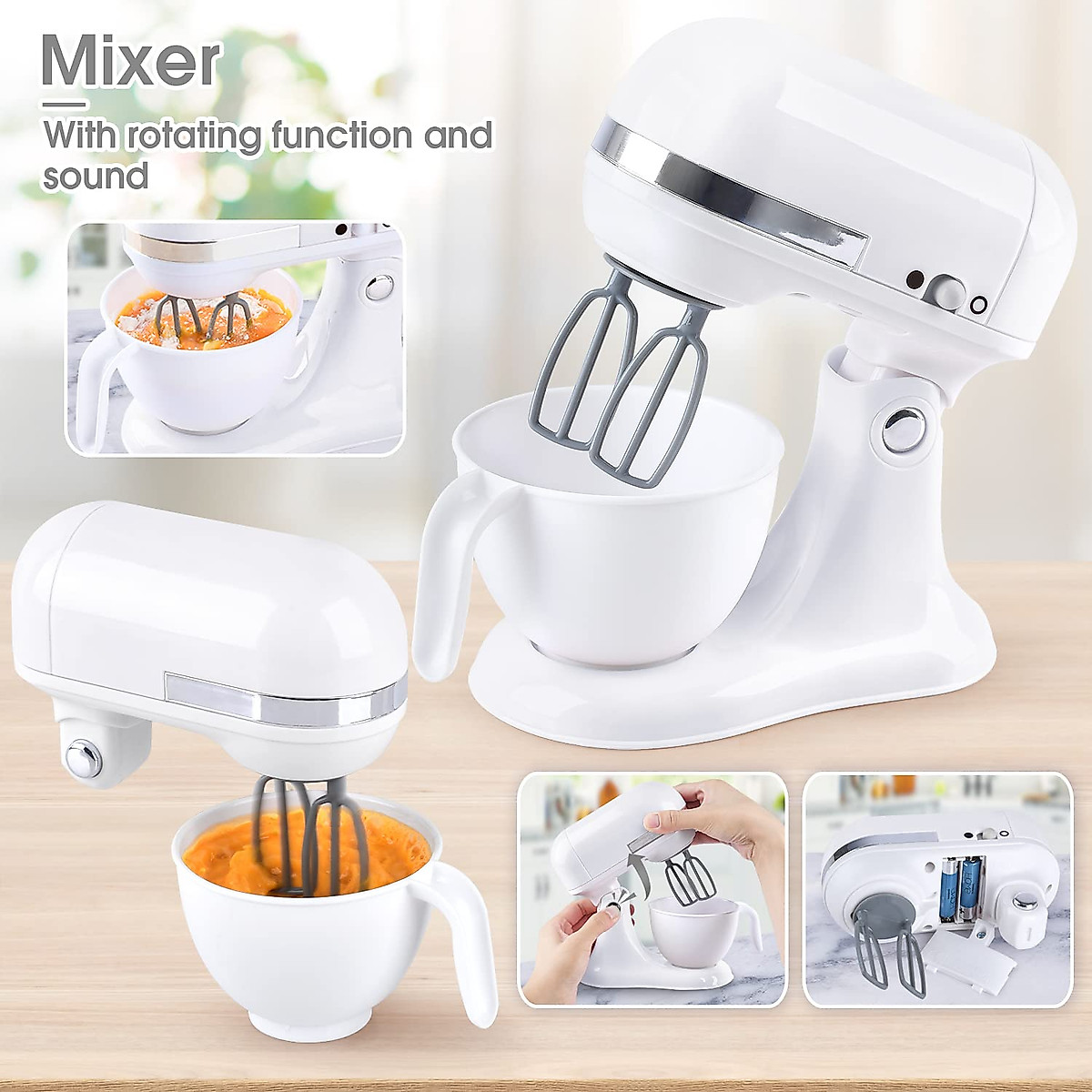 Kitchen Appliances Toys, Kids Play Kitchen Accessories Set,Pretend Kitchen Toys for Kids Ages 4-8,Coffee Maker,Mixer,Toaster That Works, for Girls Ages 3+