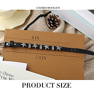 Dmaiy Punk Leather Bracelets Star Studded Bracelet Gothic Rock Bracelets Black Adjustable Cuff Wristband for Women and Men (Black star)